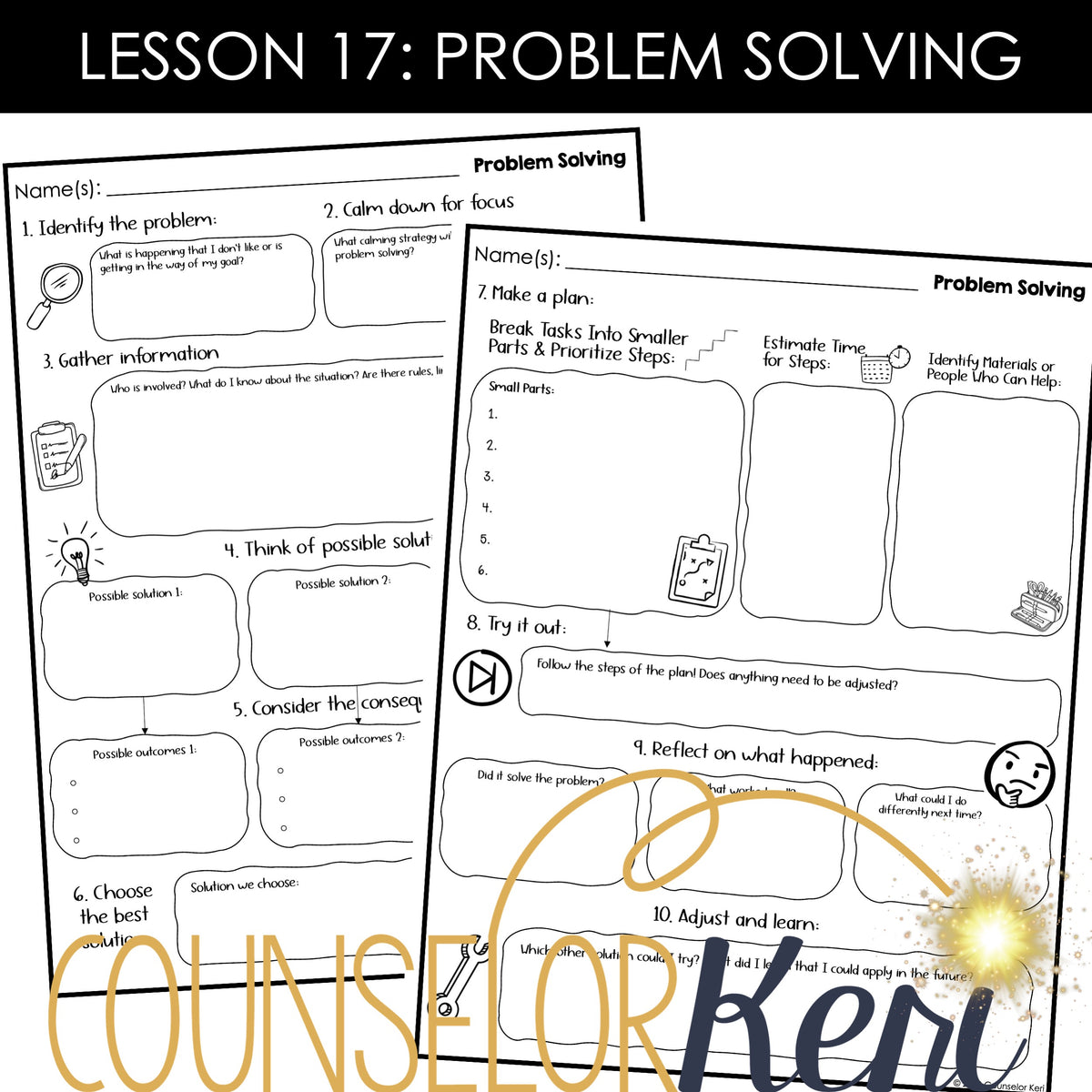 Problem Solving Lesson: Executive Functioning Classroom Counseling Les ...