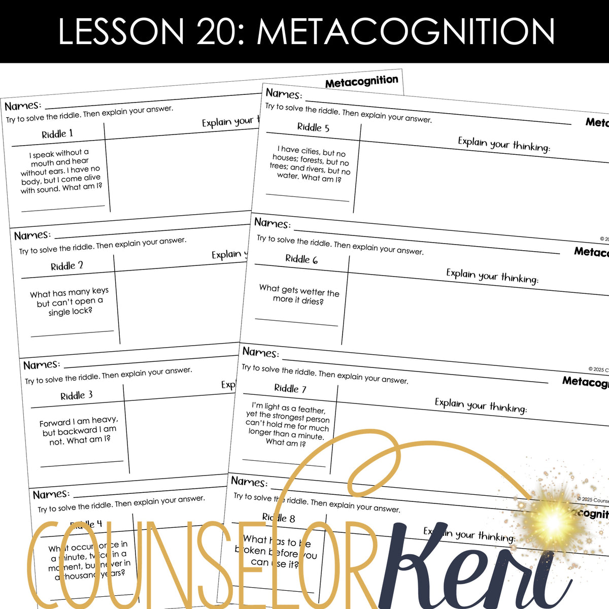 Metacognition Lesson: Executive Functioning Classroom Counseling Lesso ...