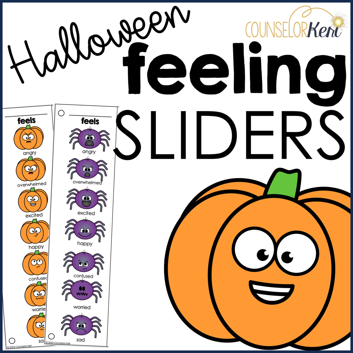 Halloween Feelings Activity: Halloween Emoji Sliders for Desk Feelings ...