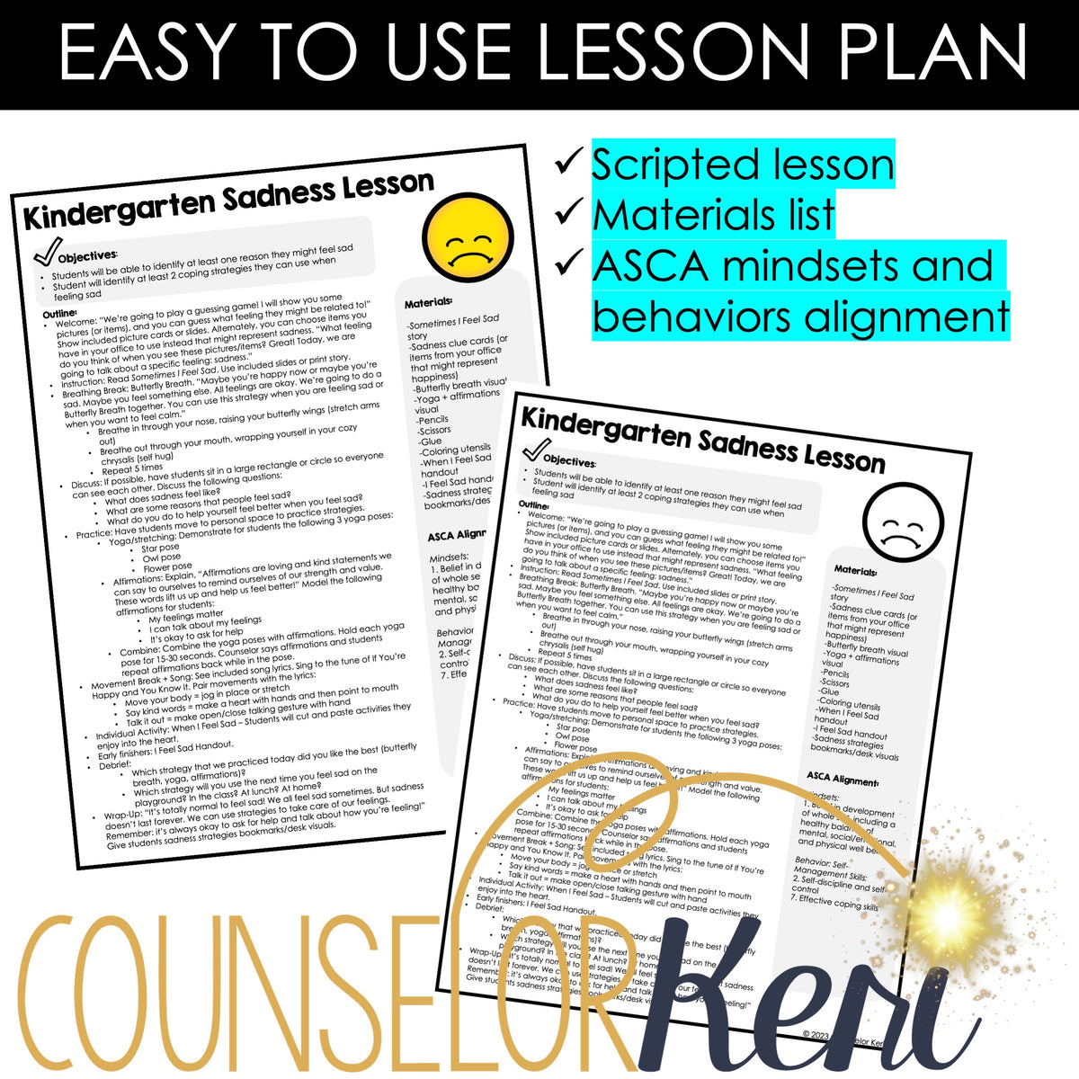 I Feel Sad Counseling Activity: Sadness Lesson for Kindergarten Counse ...