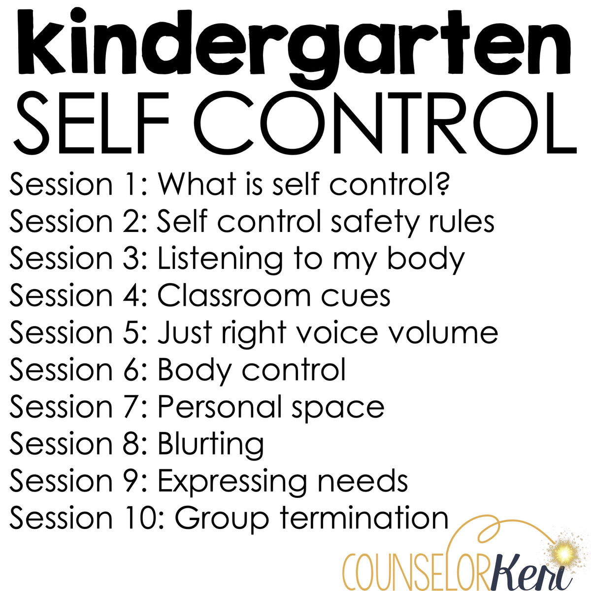 Kindergarten Self Control Group: Self Control Activities for Group Cou ...