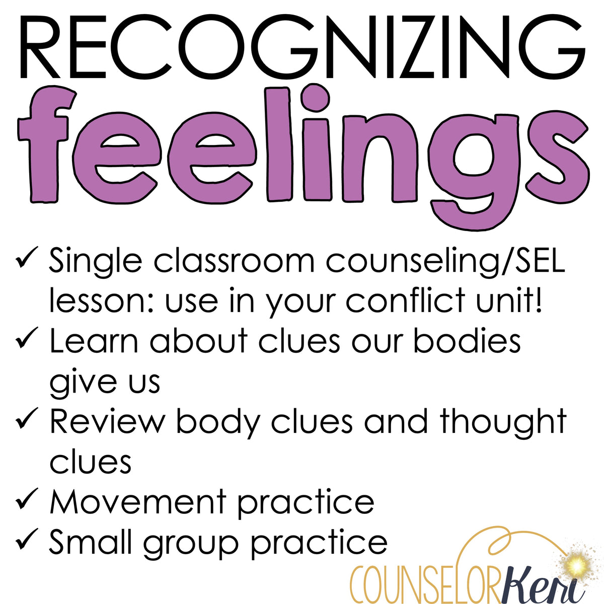 Recognizing Feelings Counseling Lesson: Emotions Body Clues SEL Activi ...