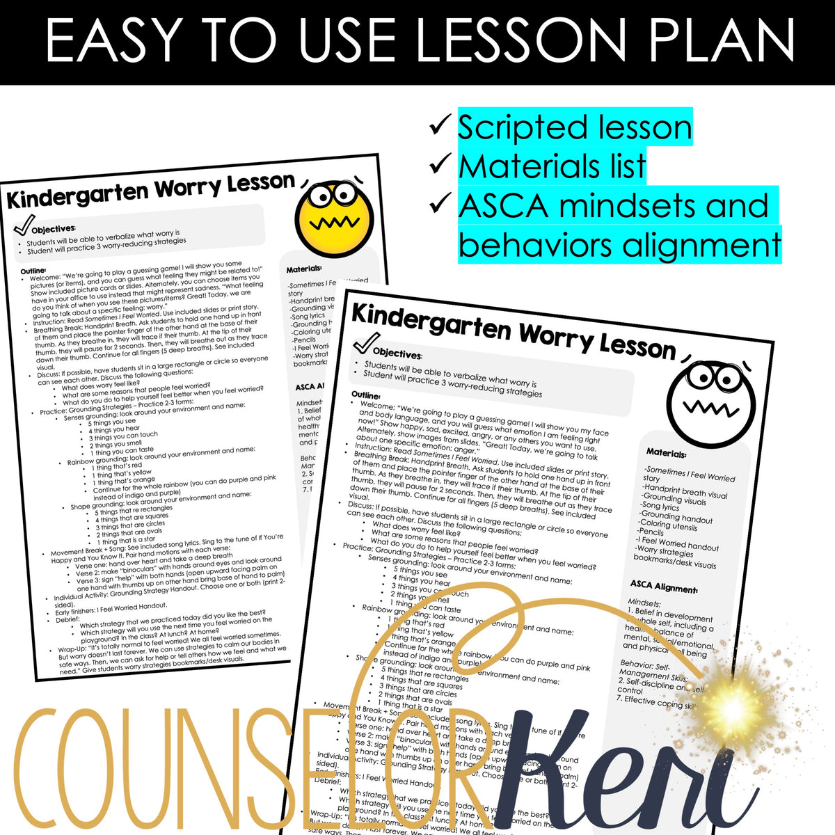 I Feel Worried Counseling Activity: Worry Lesson for Kindergarten Coun ...