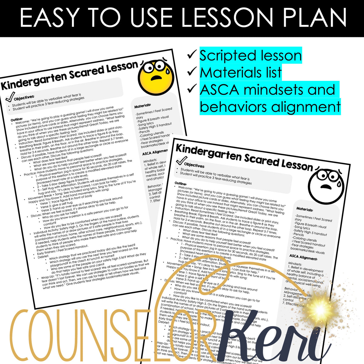 I Feel Scared Counseling Activity: Fear Lesson for Kindergarten Counse ...