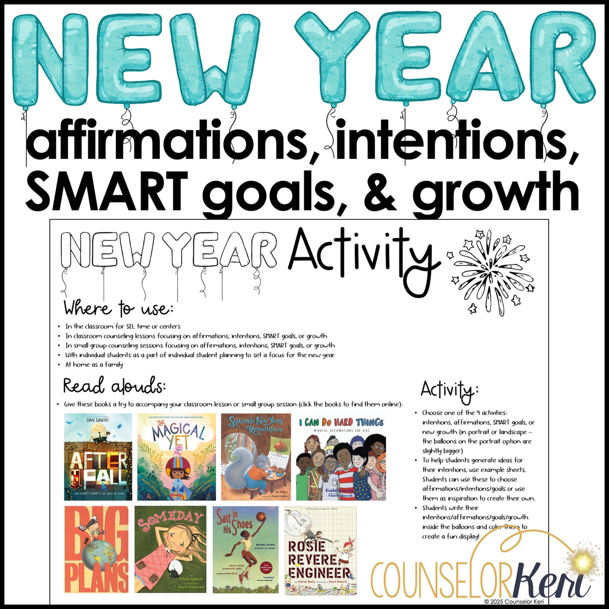 New Year Goal Setting: New Years SEL Activities for SMART Goals & Inte ...
