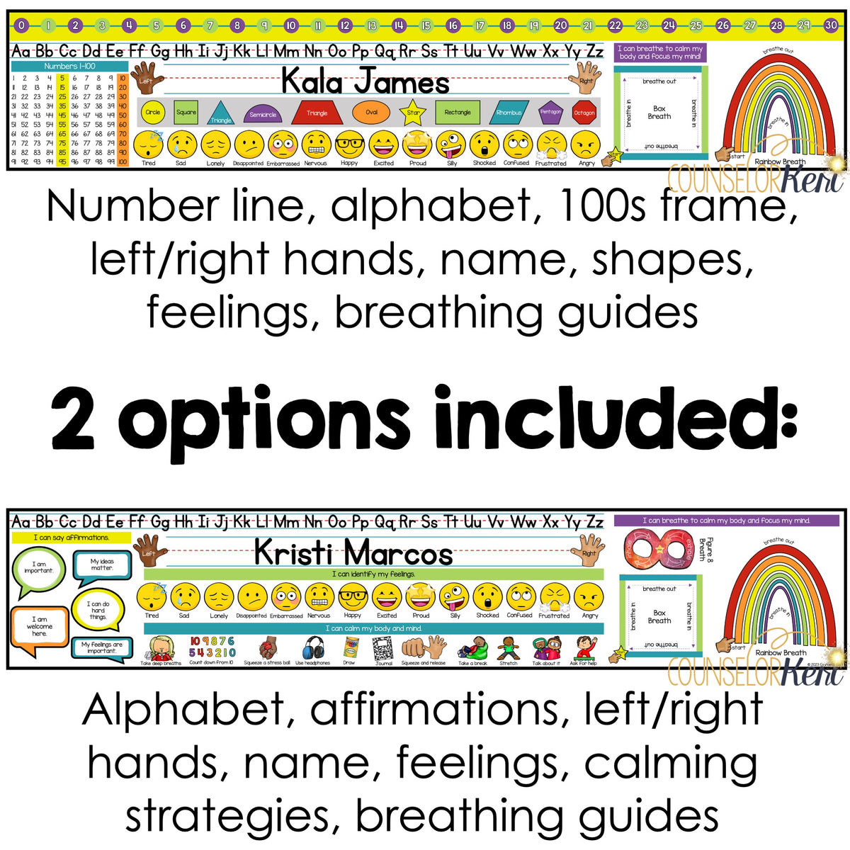 Desk Name Labels with SEL Tools: Feelings, Breathing Guides, & Affirma ...
