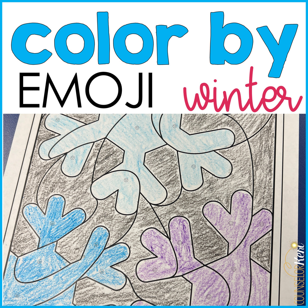 Winter Color by Feeling Activity: Identify Feelings Color by Emoji Cou ...