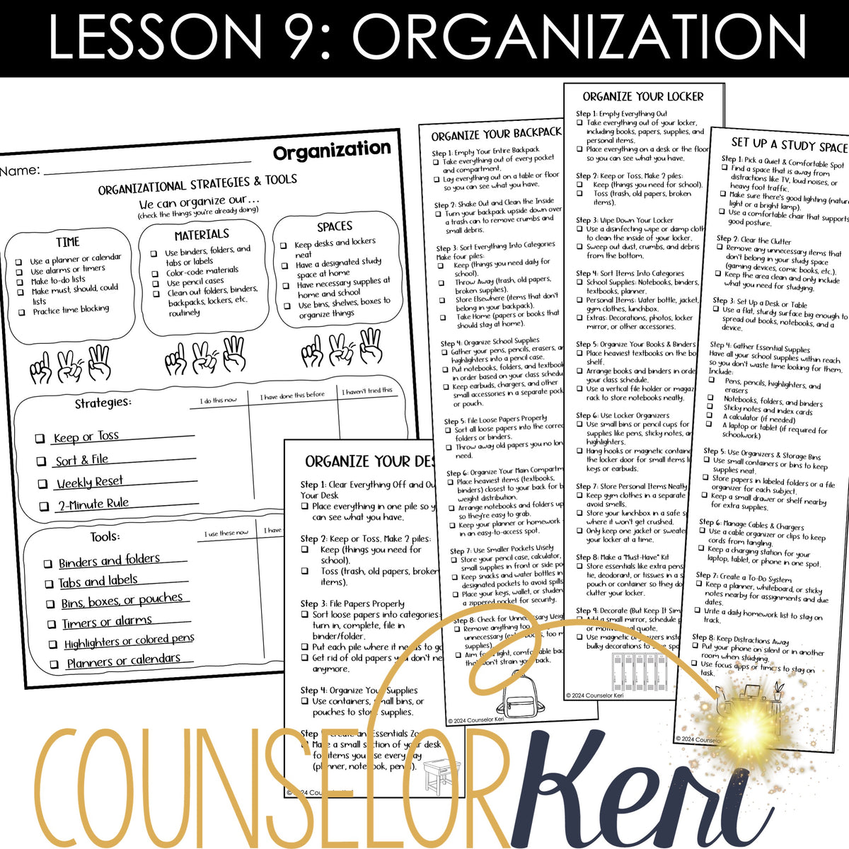 Organization Lesson: Executive Functioning Classroom Counseling Lesson ...