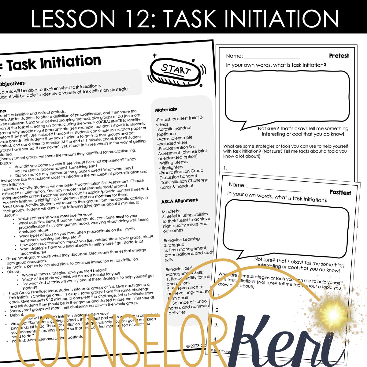 Task Initiaion Lesson: Executive Functioning Classroom Counseling Less ...