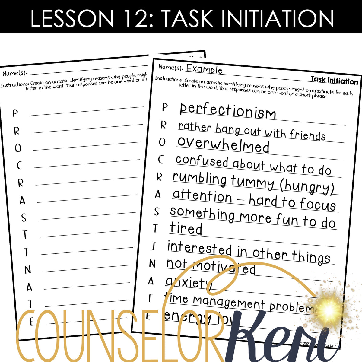 Task Initiaion Lesson: Executive Functioning Classroom Counseling Less ...