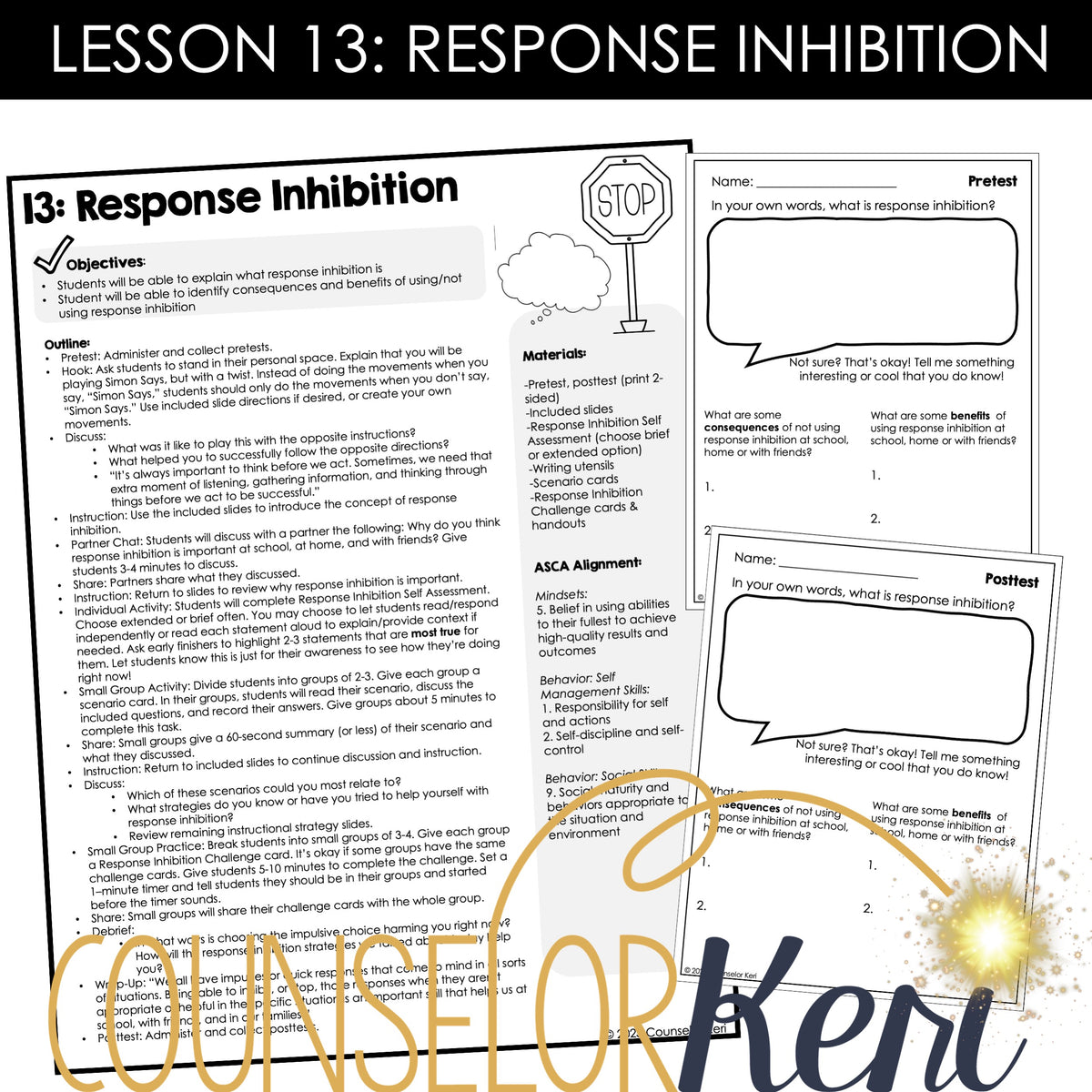 Response Inhibition Lesson: Executive Functioning Classroom Counseling ...