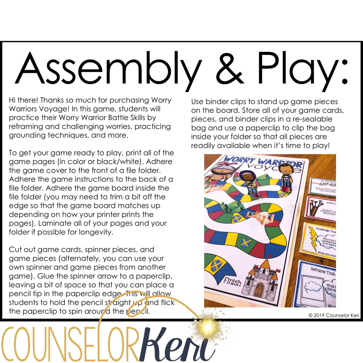 Worry Warriors Counseling Game: Worry Activities File Folder Game ...