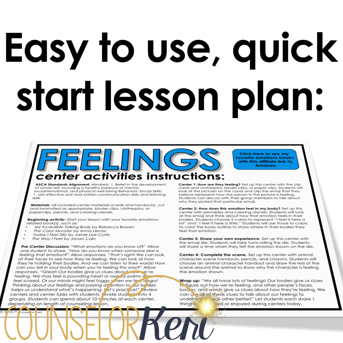 Feelings Activity School Counseling Centers Classroom Guidance Lesson ...