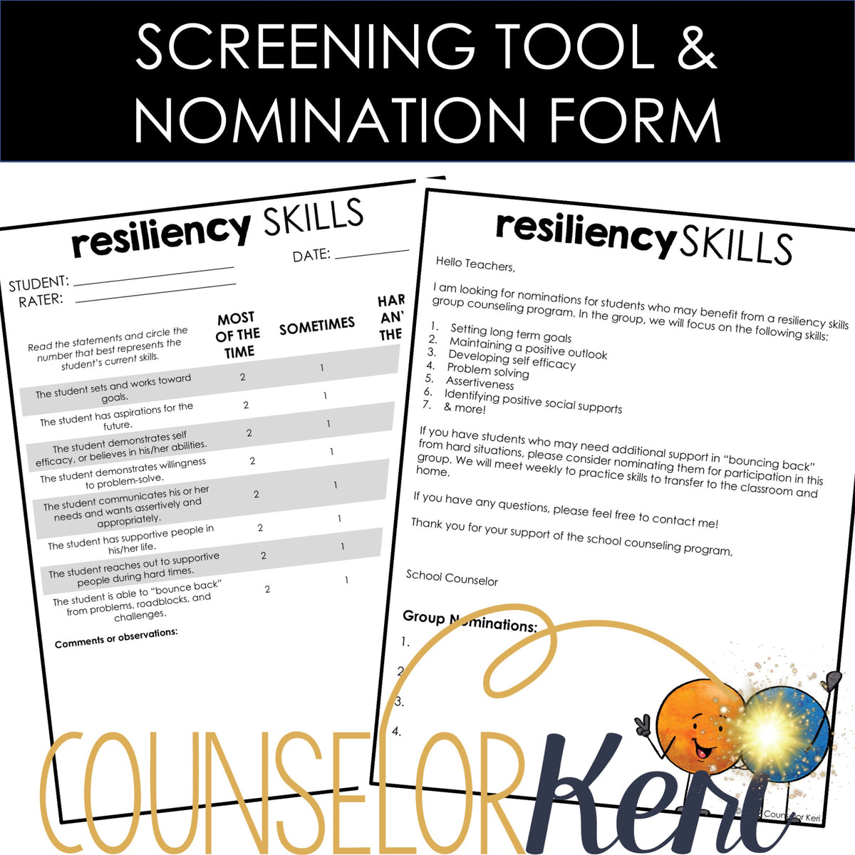 Resiliency Skills Small Group Counseling Curriculum – Counselor Keri