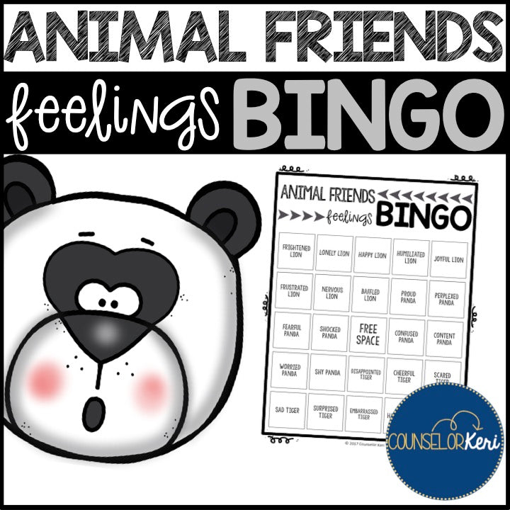 Animal Feelings BINGO Game for School Counseling – Counselor Keri
