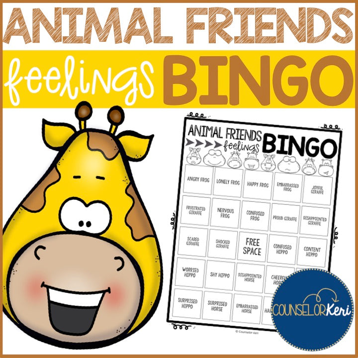 Animal Feelings Bingo Game - Emotions - Elementary School Counseling ...