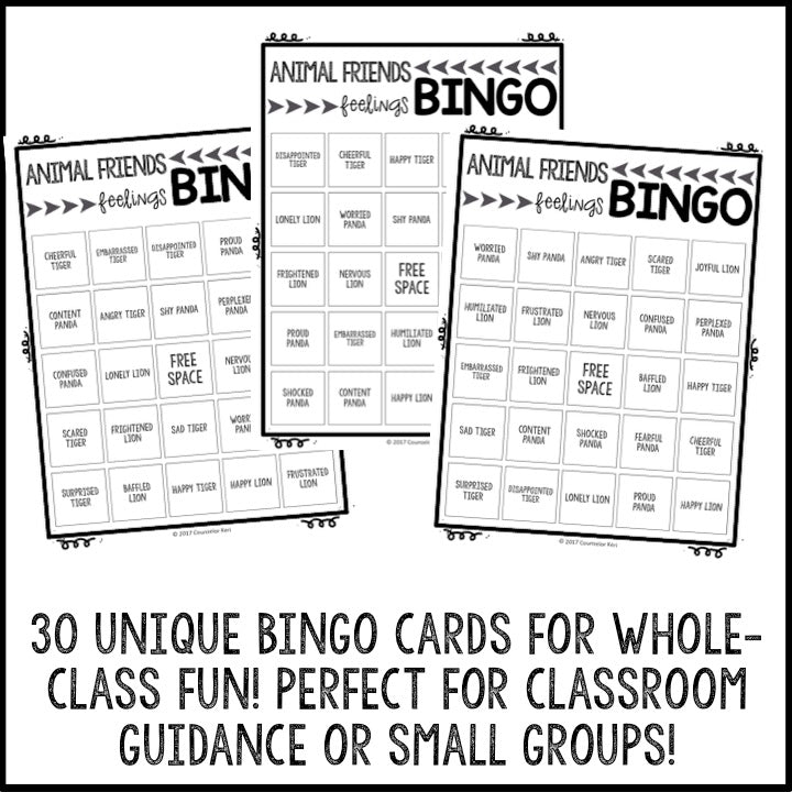 Animal Feelings BINGO Game for School Counseling – Counselor Keri
