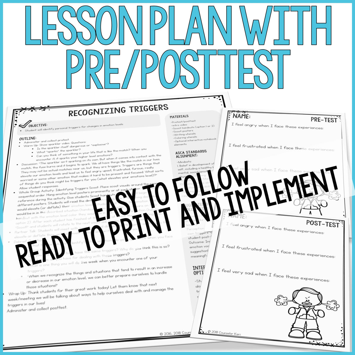 Recognizing Anger Triggers Classroom Guidance Lesson for School Counse ...