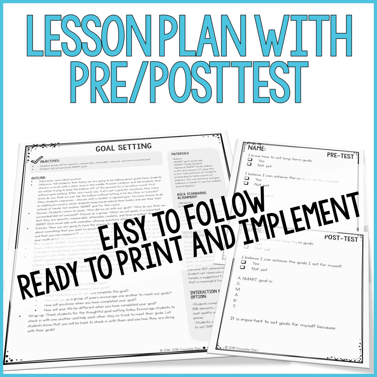 SMART Goals Classroom Guidance Lesson for School Counseling SMART Goal ...