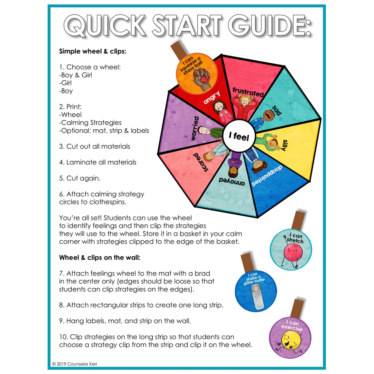 Calm Corner Clip Card: Identify Feelings & Choose Calming Strategies ...