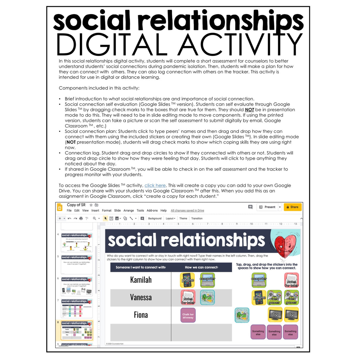 Social Relationships Digital Activity for Google Classroom Distance Le ...