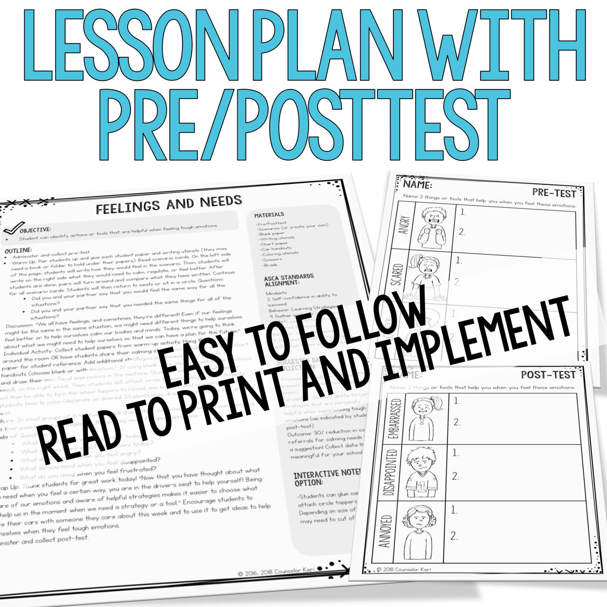 Feelings and Needs Classroom Guidance Lesson for School Counseling ...