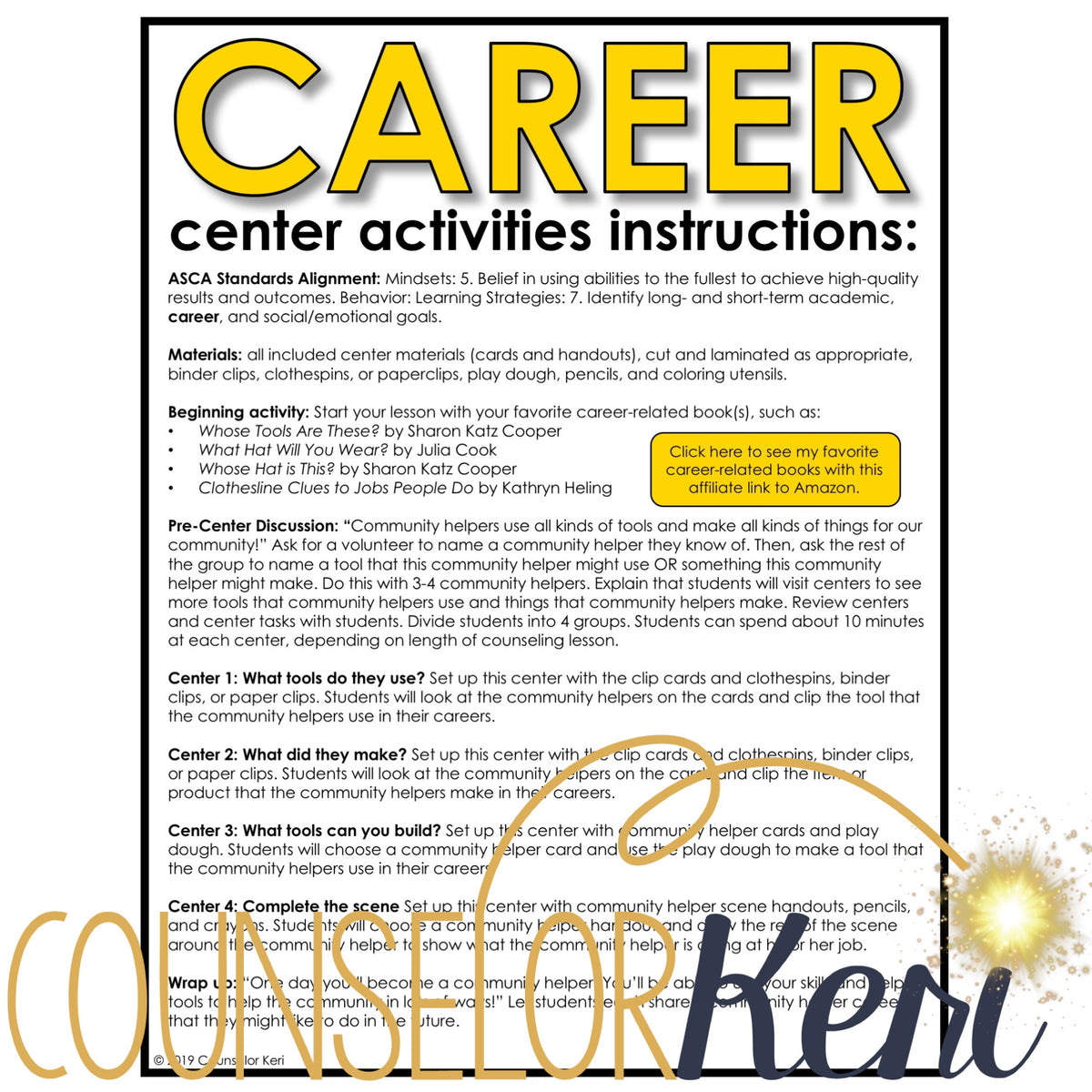 Community Helper Centers Classroom Guidance Lesson for Kindergarten ...