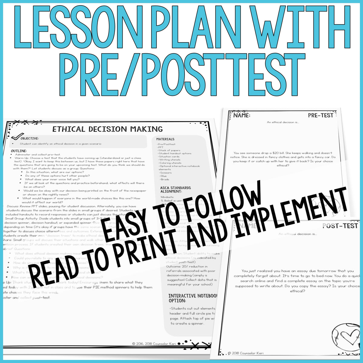 Ethical Decision Making Classroom Guidance Lesson for School Counselin ...