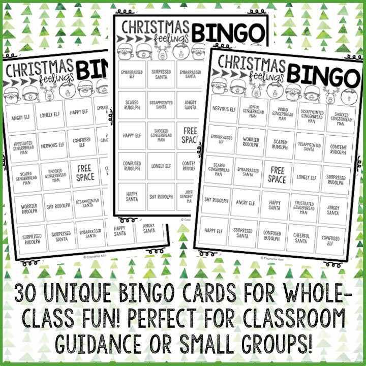 Christmas Feelings Bingo Game - Emotions - Elementary School Counselin ...