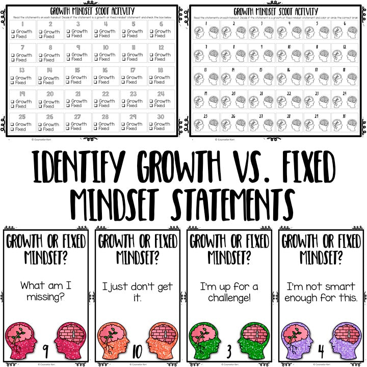 Growth Mindset Scoot Activities - Elementary School Counseling ...
