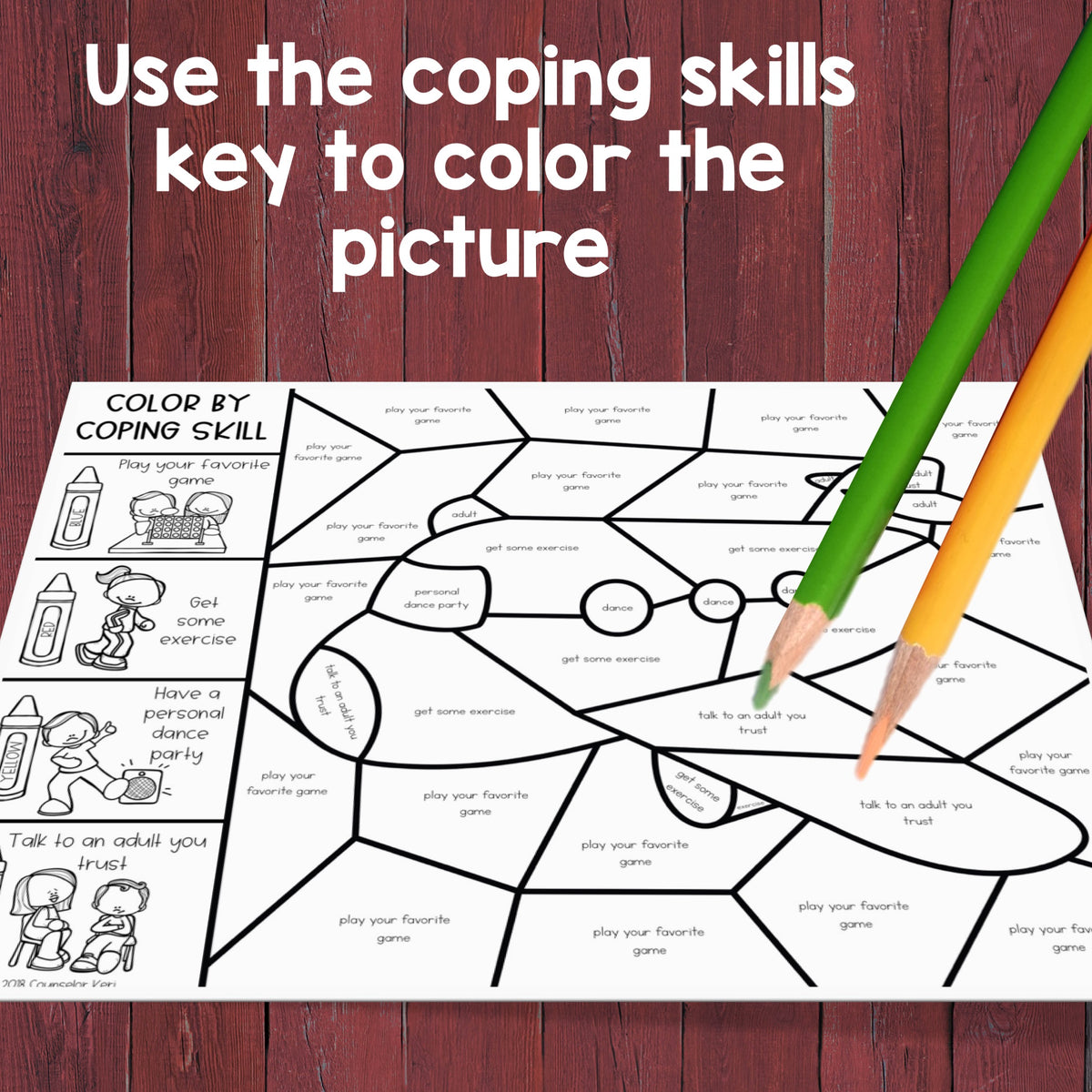 Coping Skills Color by Code: Calming Strategies Activity for School Co ...