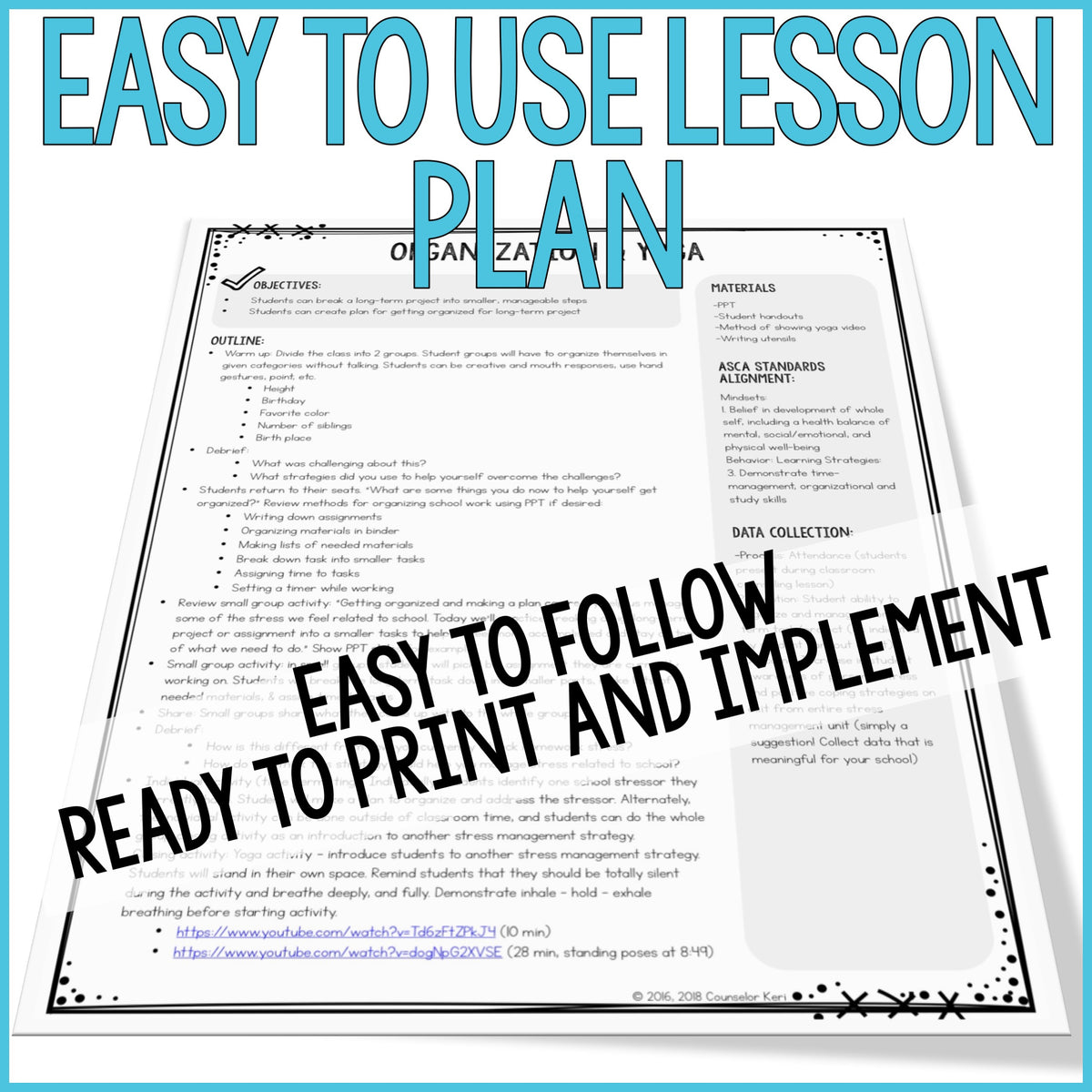 Organization Activity: Getting Organized Classroom Guidance Lesson ...