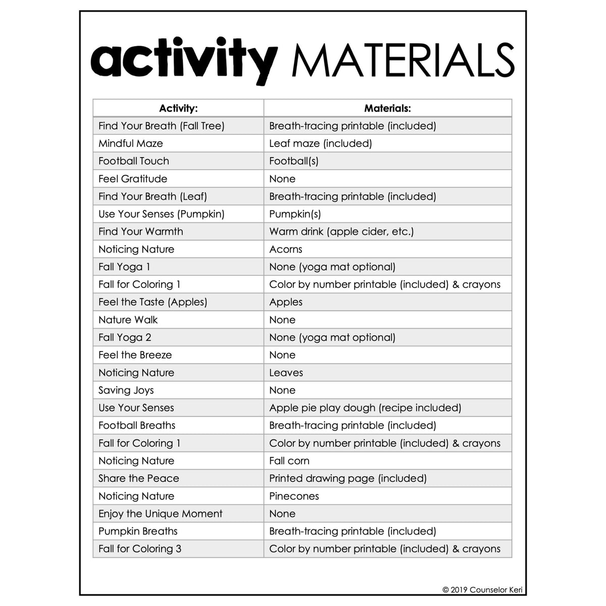 Fall Mindfulness Activities: 25 Mindful Mornings Activities – Counselor ...