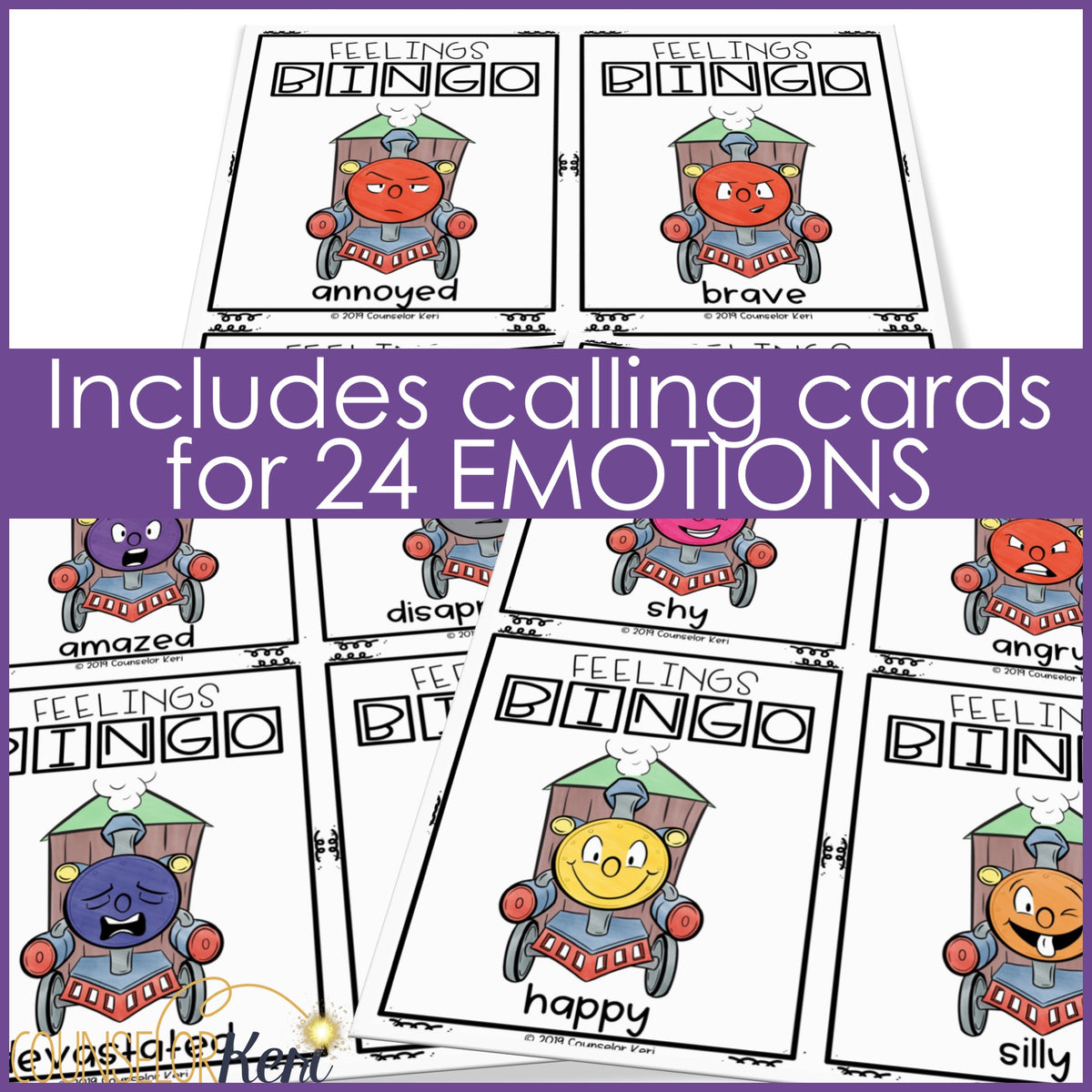 Feelings Game: Bingo Counseling Game to Practice Identifying Emotions ...