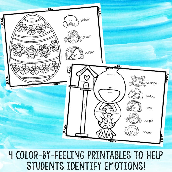 Easter and Spring Color by Feeling Printables - Emotions - School Coun ...