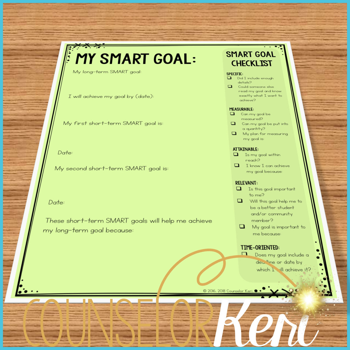 SMART Goals Activity: Goal Tracking Classroom Guidance Lesson for Coun ...