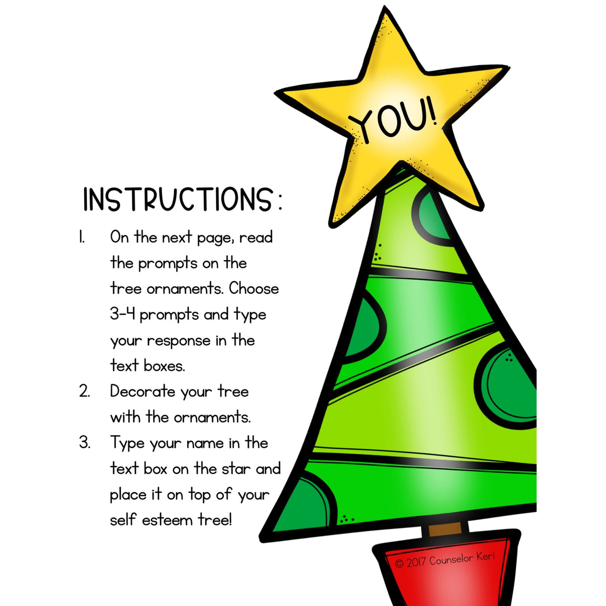 Christmas Self Esteem Digital Activity for Elementary School Counselin ...