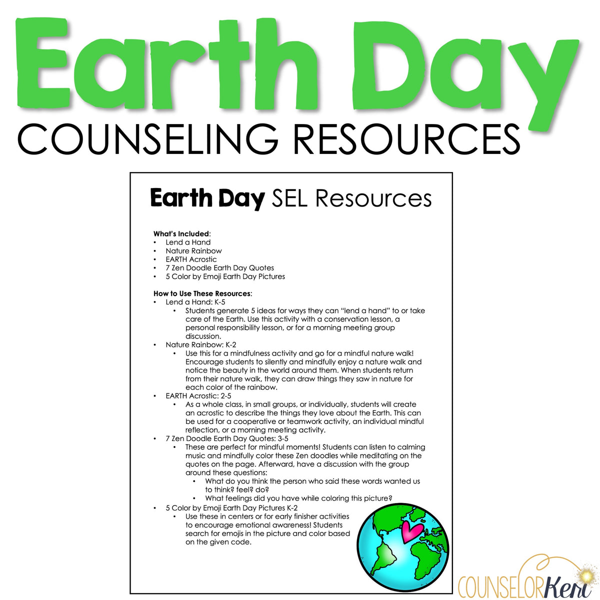 Earth Day Counseling Activities: Earth Day SEL Resources – Counselor Keri