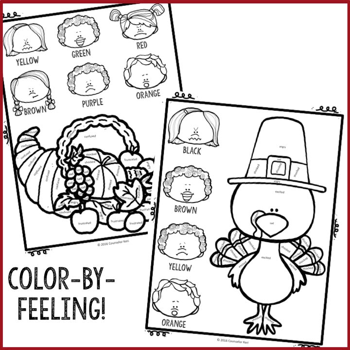 Thanksgiving Color-By-Feeling Printables - Elementary School Counselin ...