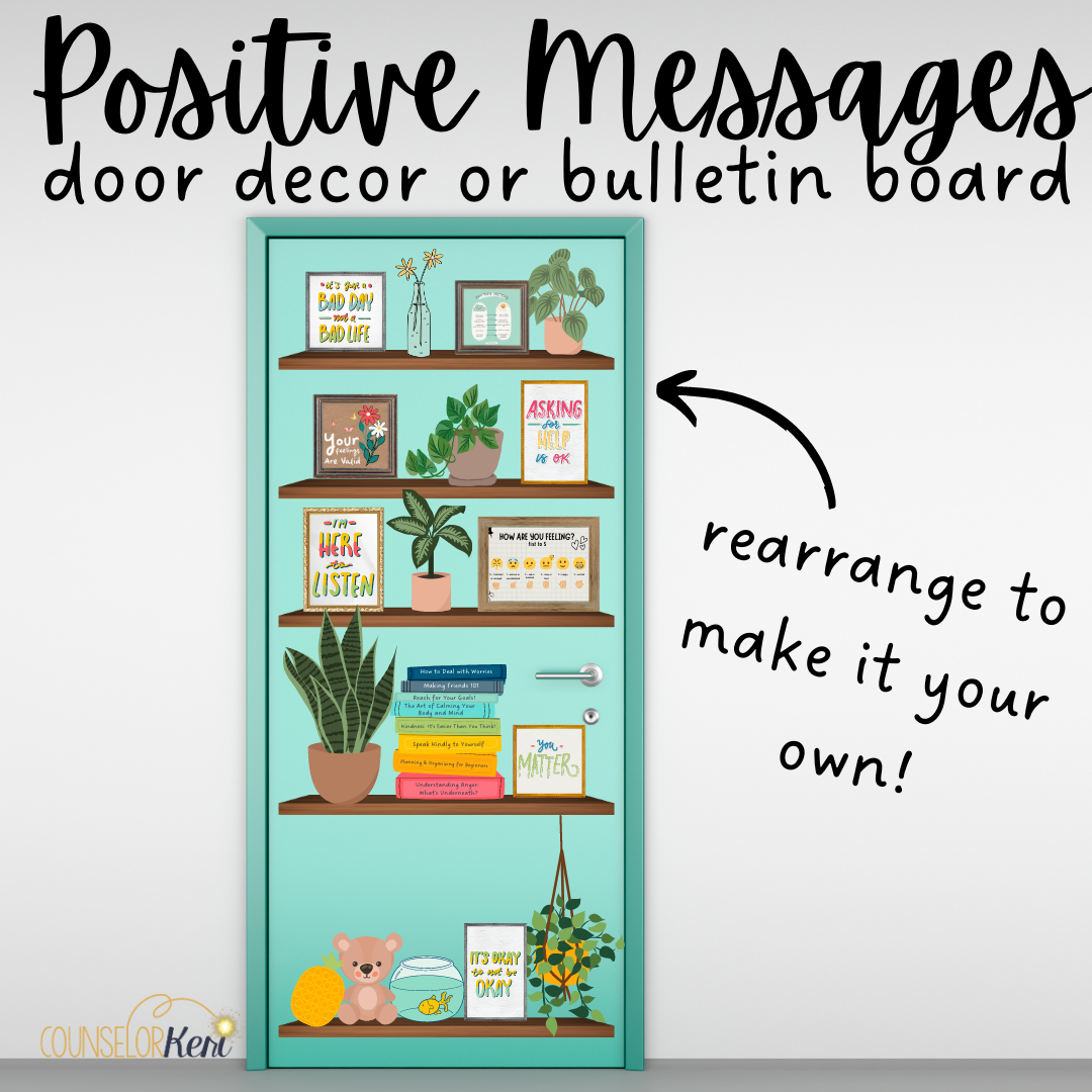 Positive Message & Plants Door Decor and Bulletin Board – Counselor Keri