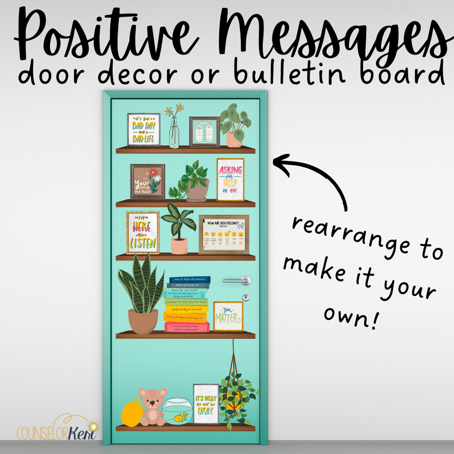 Positive Message & Plants Door Decor and Bulletin Board – Counselor Keri