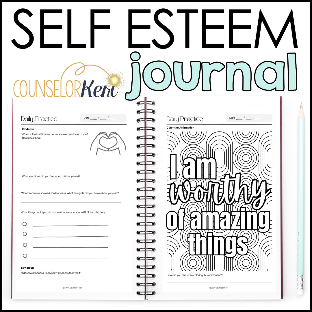 Self Esteem Journal: Self Esteem Activities for Kids School Counseling ...
