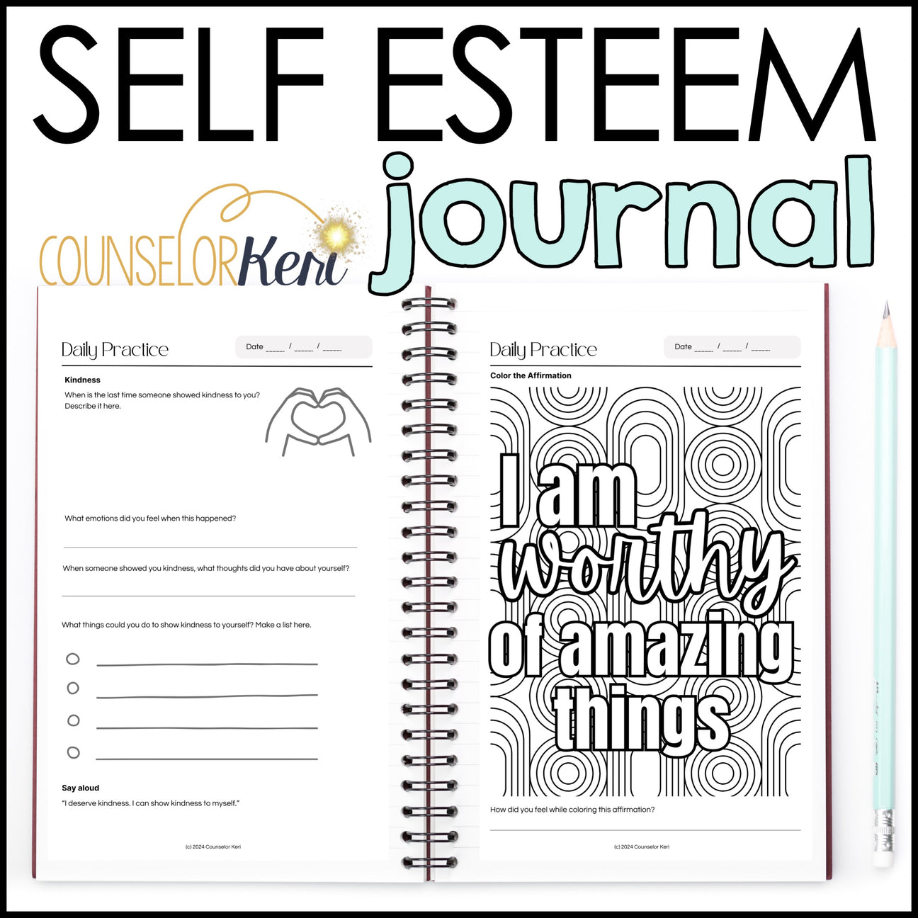 Self Esteem Journal: Self Esteem Activities for Kids School Counseling ...