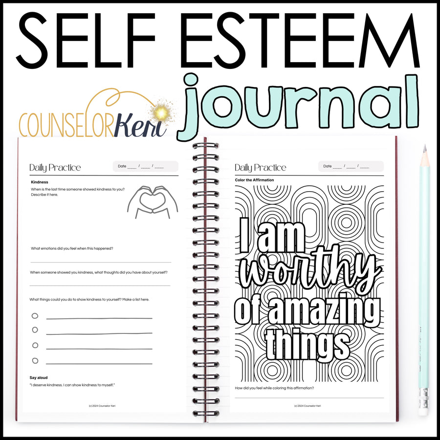 Self Esteem Journal: Self Esteem Activities for Kids School Counseling ...