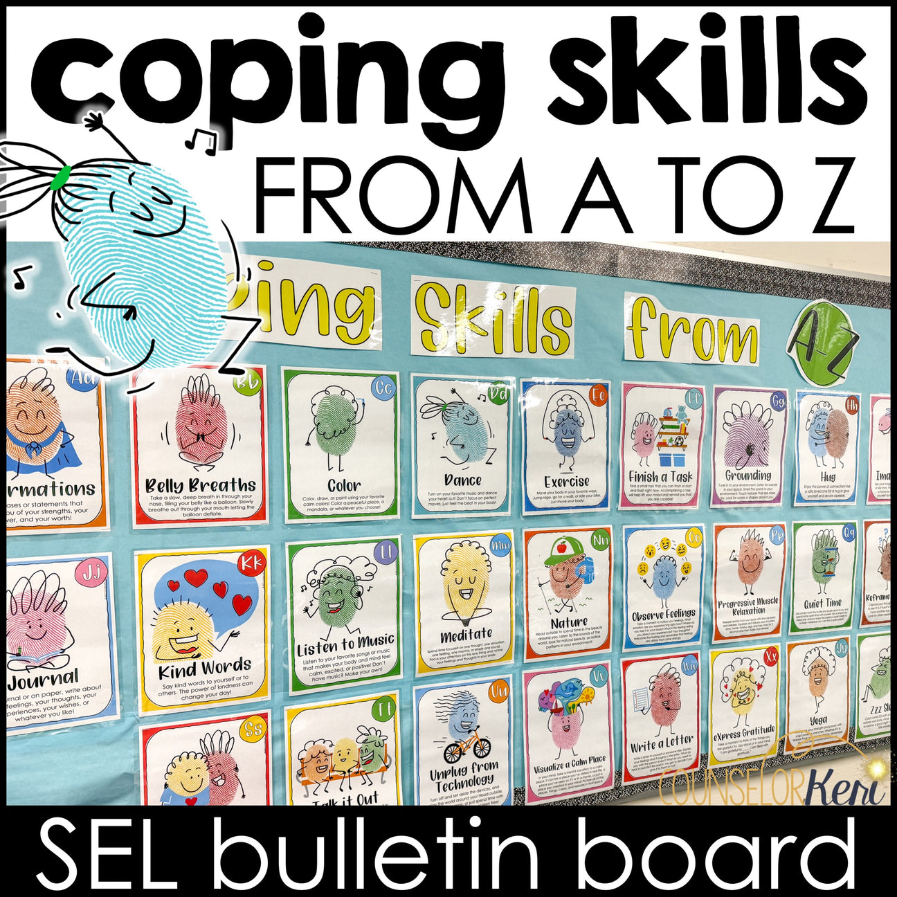Coping Skills from A to Z Bulletin Board: Calming Strategies Bulletin ...