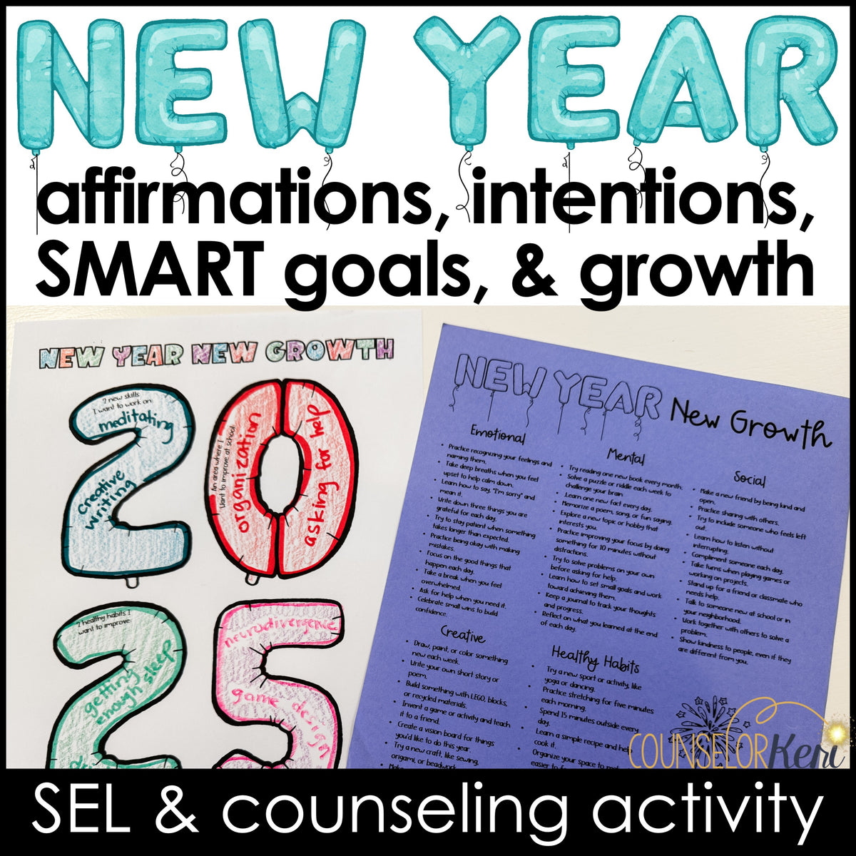 New Year Goal Setting: New Years SEL Activities for SMART Goals & Inte ...