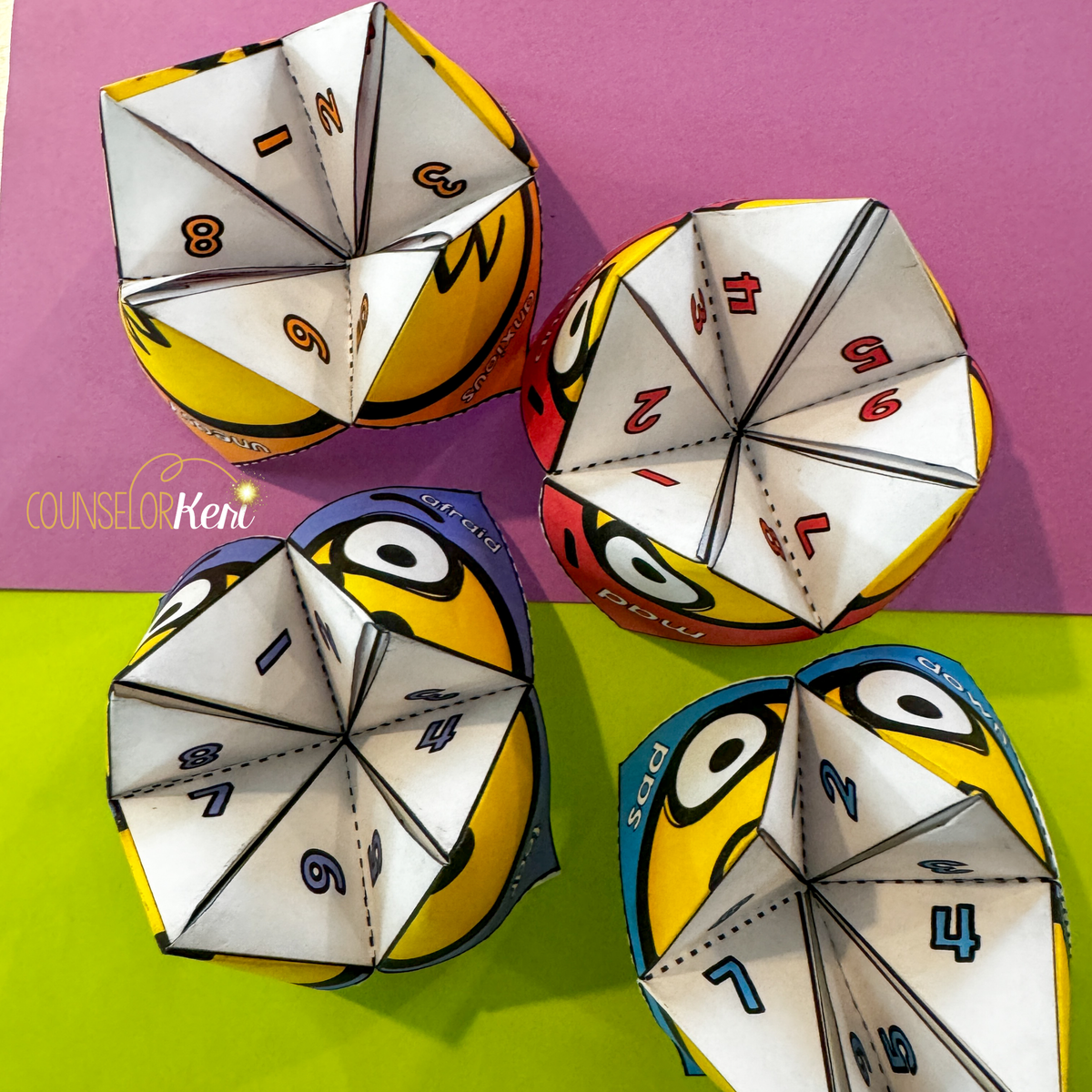 Feelings Calming Strategy Tool: Emoji Fortune Tellers for Counseling a ...