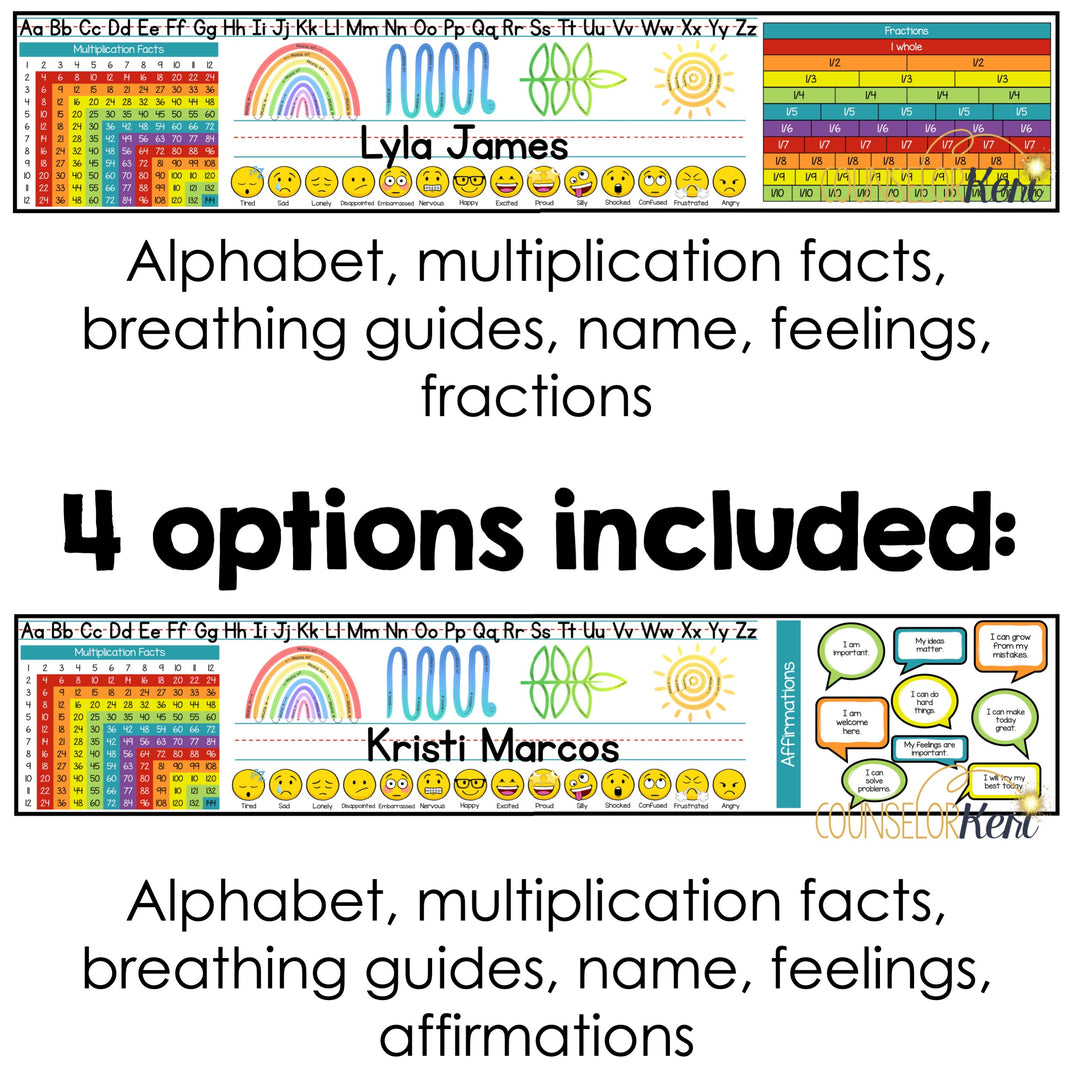 Desk Name Labels with SEL Tools: Feelings, Breathing Guides, & Affirma ...