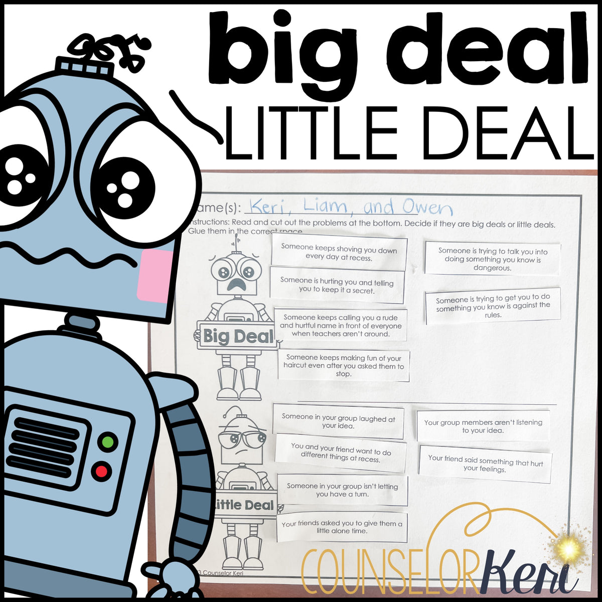 Big Deal Little Deal Counseling Lesson: Problem Size and Reaction Size ...