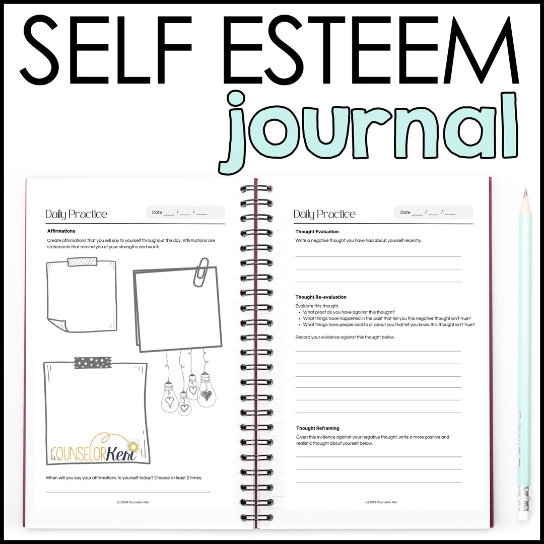 Self Esteem Journal: Self Esteem Activities for Kids School Counseling ...
